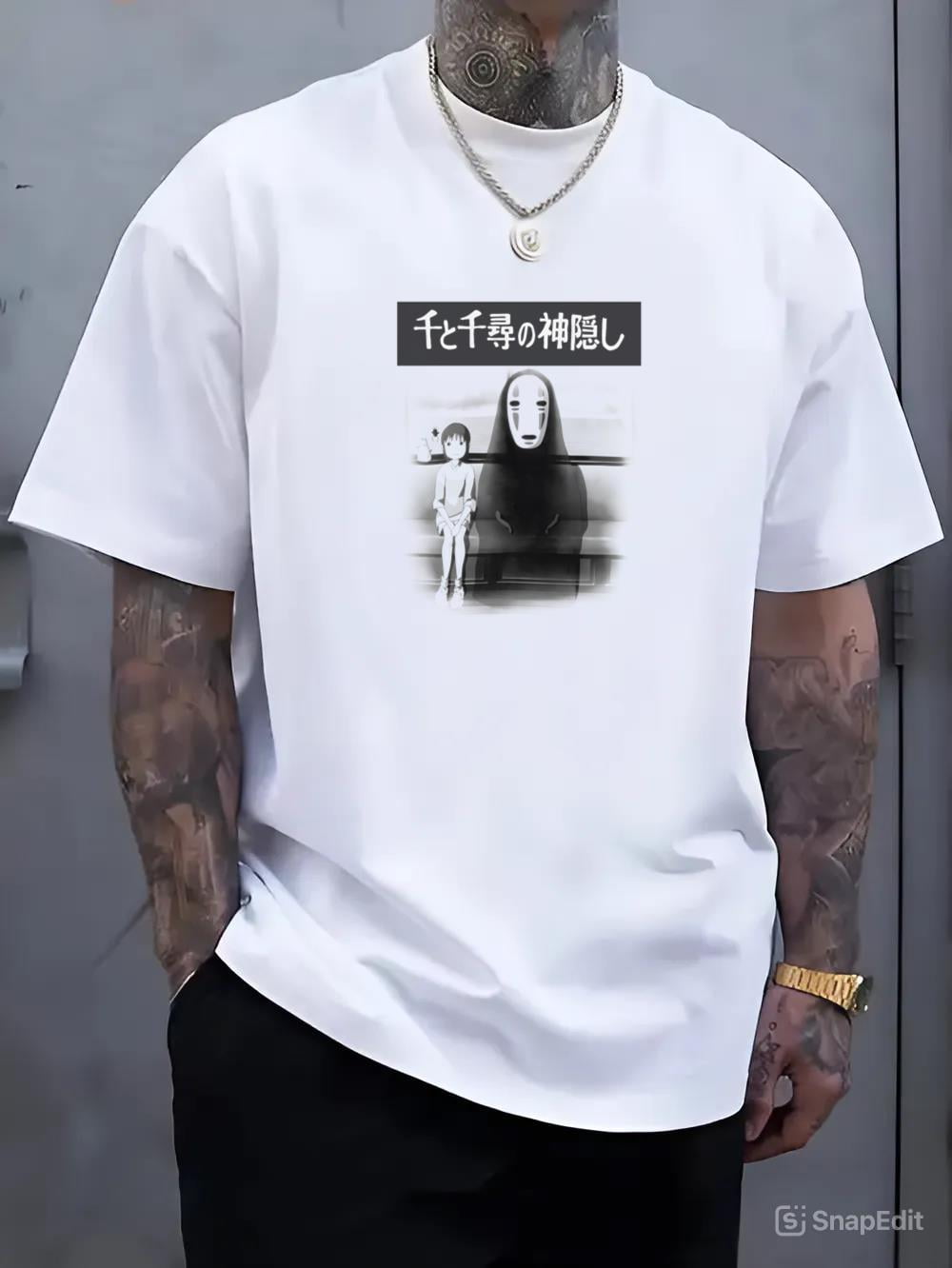 Studio Ghibli Spirited Away Black And White Duo Haku Chihiro No Face T ...