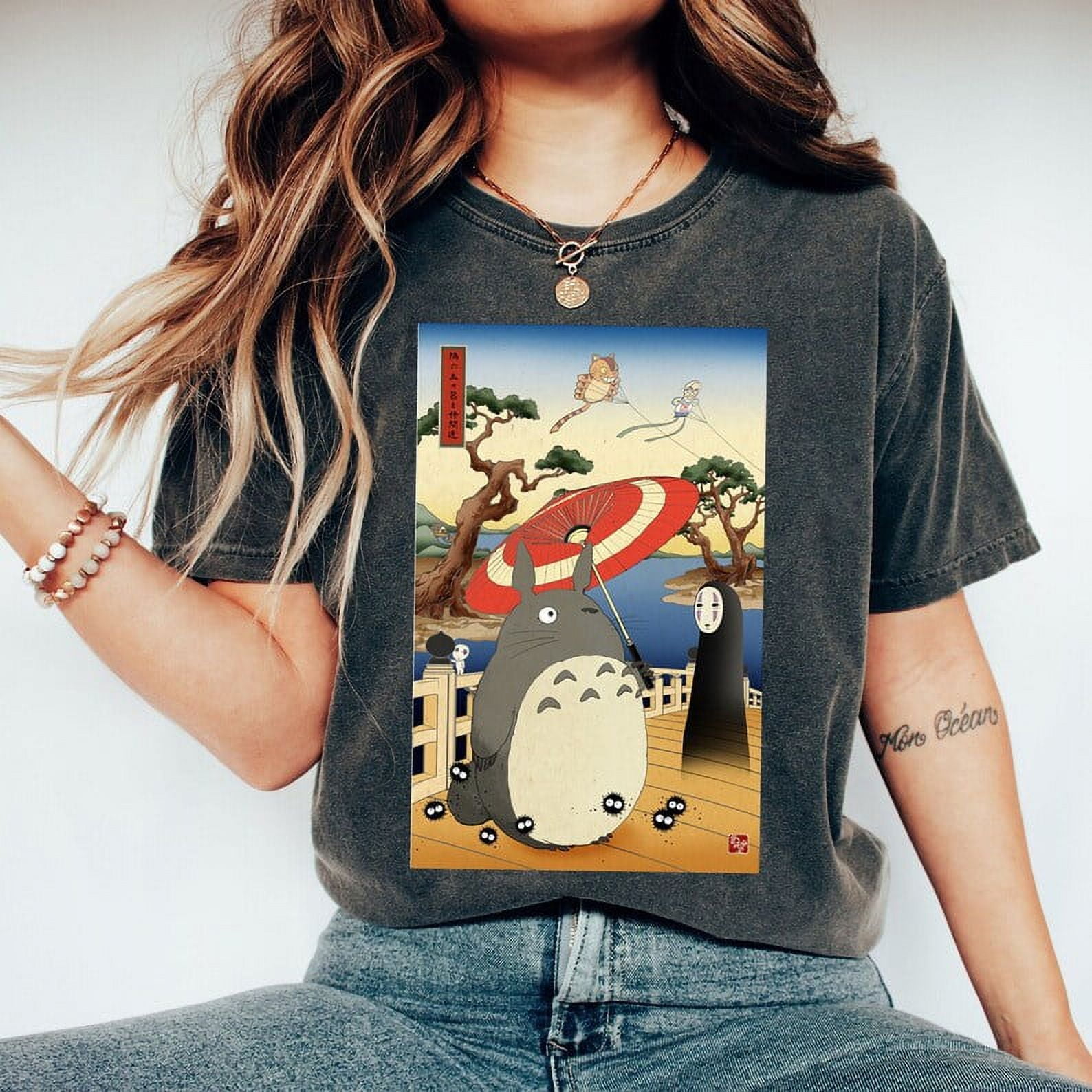 Studio Ghibli Ukiyo-e Shirt, Totoro Shirt, Totoro Shirt, Miyazaki Hayao ...