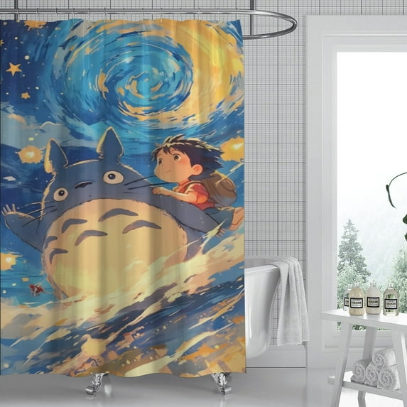 Studio of Ghibli shower curtain comes with an iconic design, waterproof ...