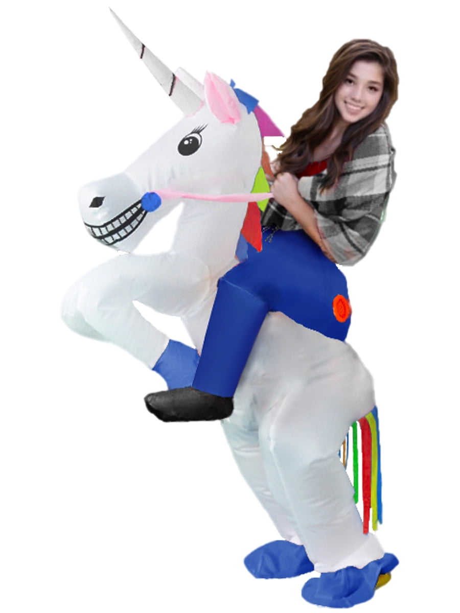 Studio Halloween Adult's Ride-In White Unicorn Inflatable Costume ...