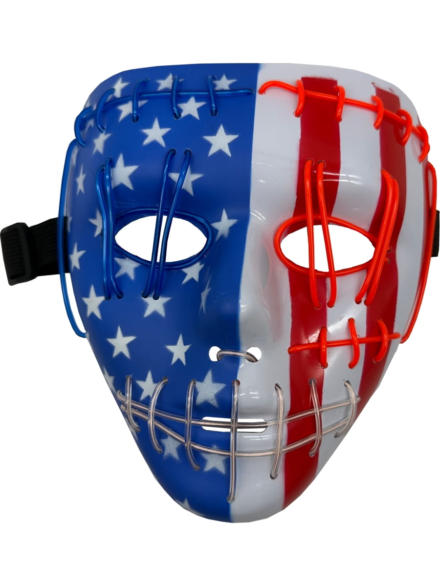 Studio Halloween American Flag Mask With 3-Color Red White Blue Party ...