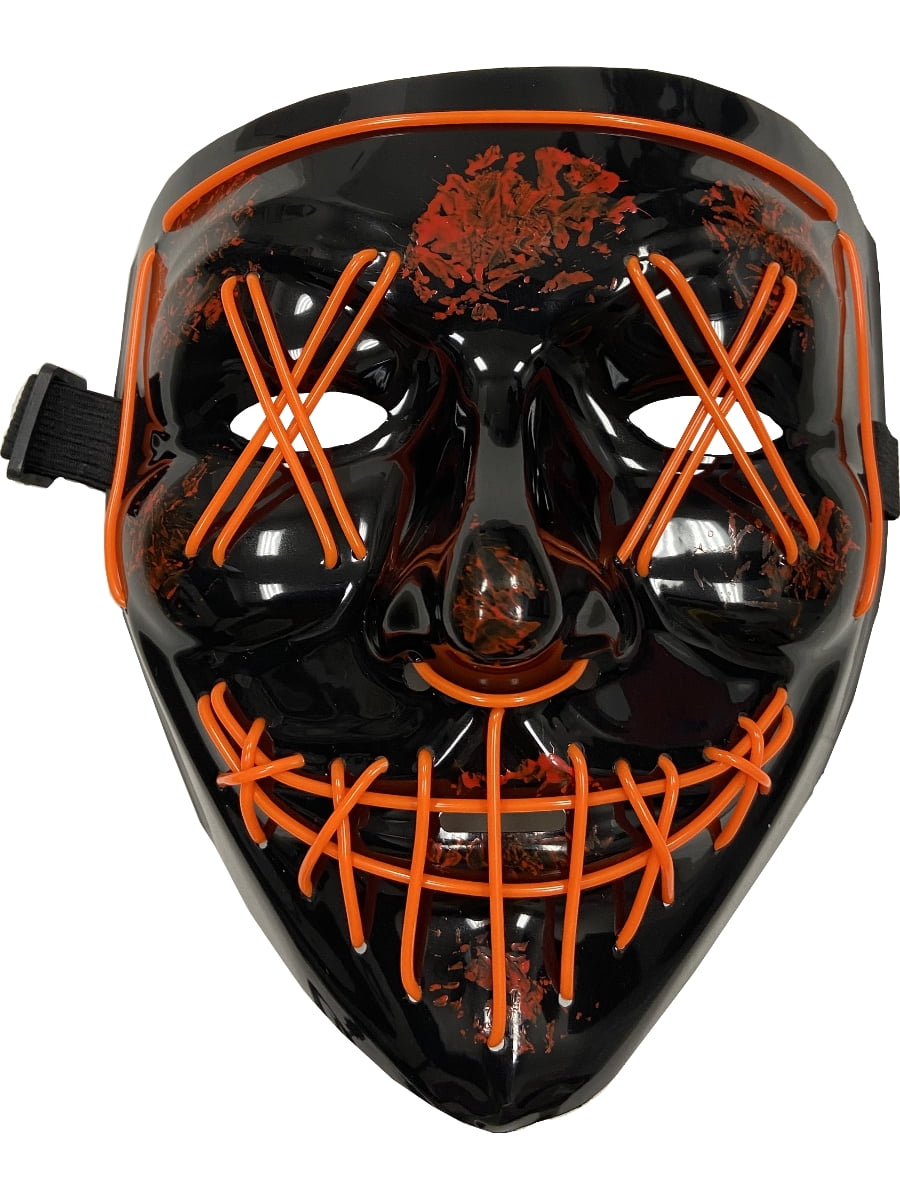 Cross Hatch Eyes Mask With Orange Party Wire EL Light Up Costume ...