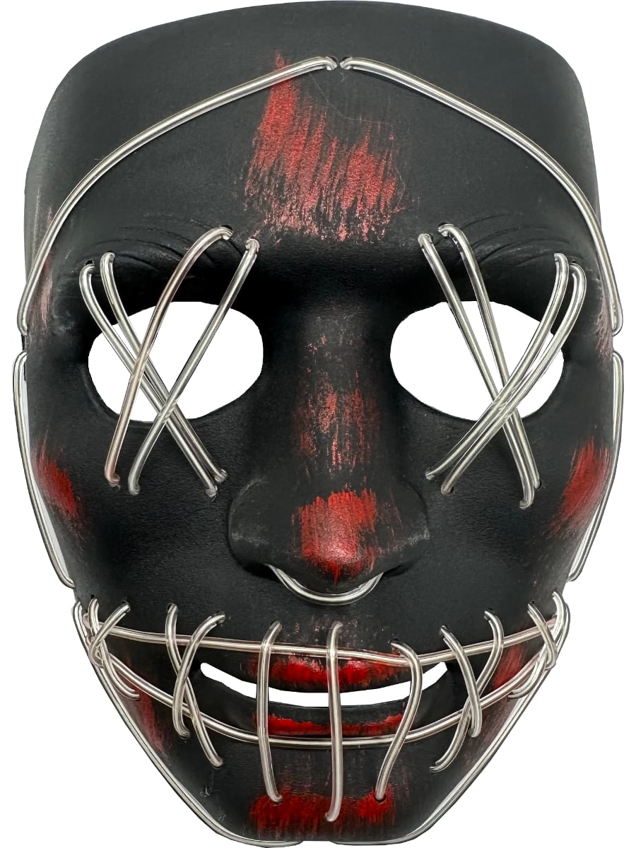 Studio Halloween Heavy Cross Hatch Eyes Mask With Aqua Party Wire EL ...