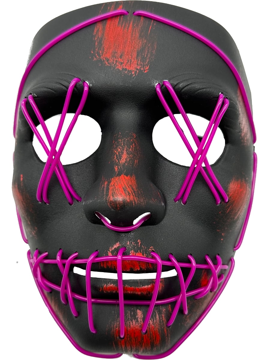 Studio Halloween Heavy Cross Hatch Eyes Mask With Purple Party Wire EL ...