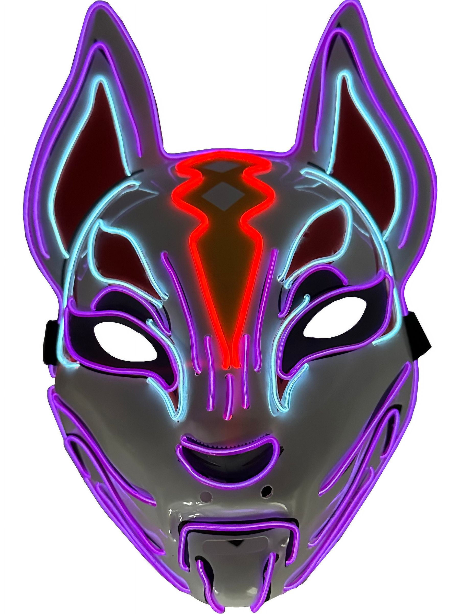 Studio Halloween Psychic Cat Mask 3-Color Aqua Purple Red Party Wire EL ...