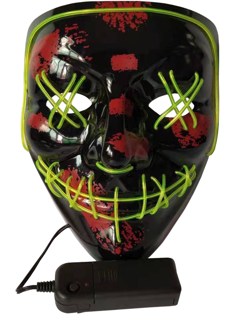 Studio Halloween Purge Light Up Yellow Cross Hatch Eyes Mask Costume ...