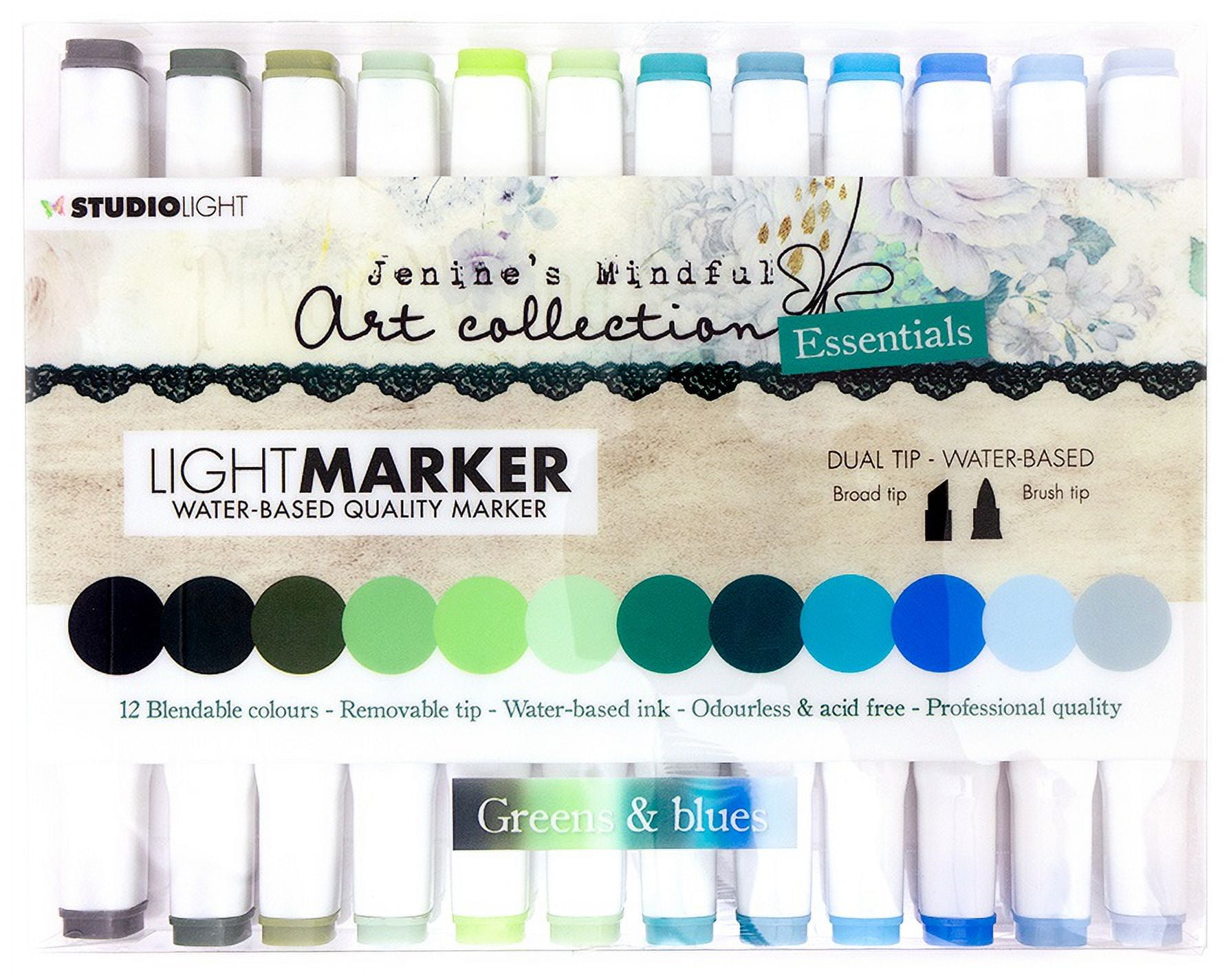 Studio Light Markers With PVC Box-Nr. 01, Greens & Blues - Walmart.com