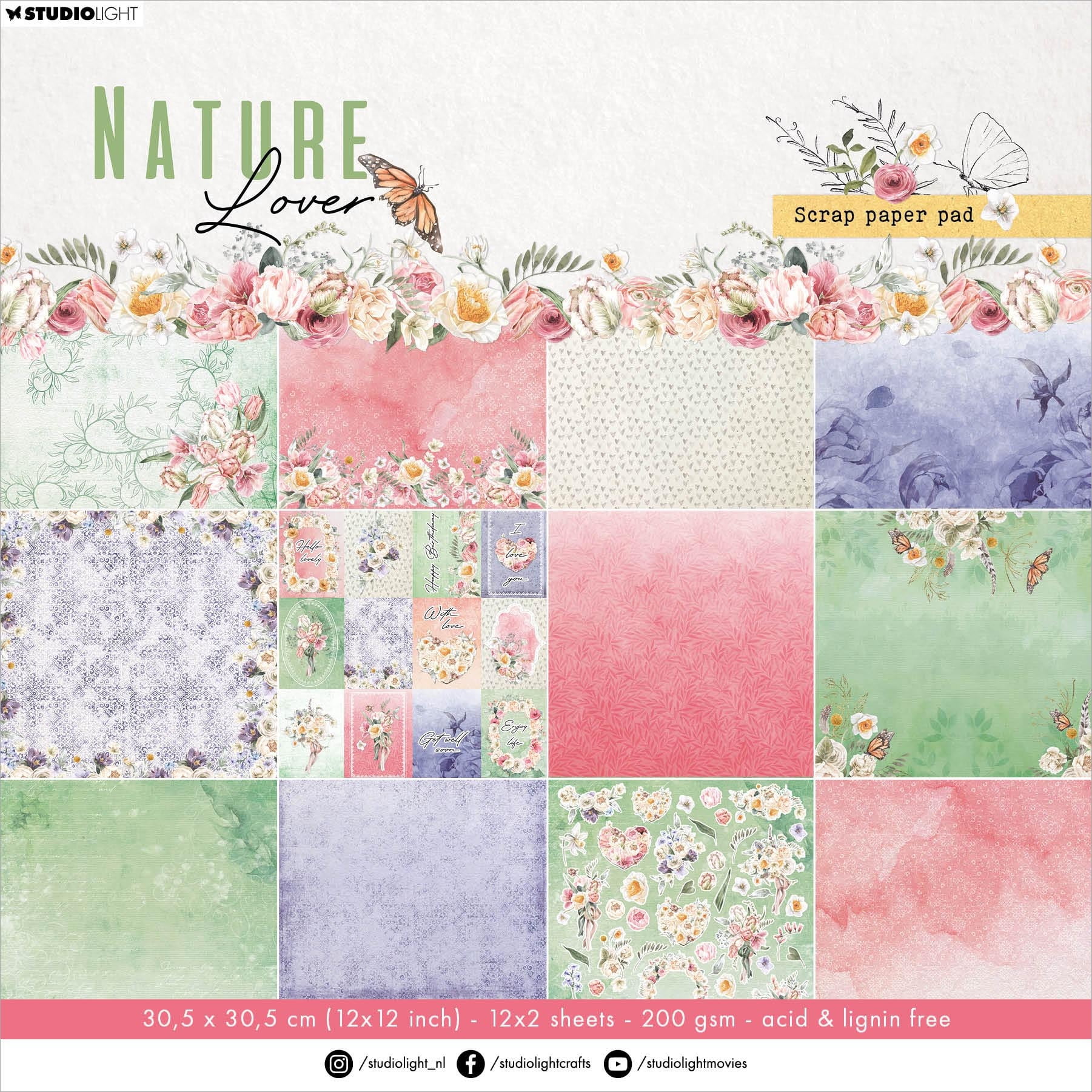 Studio Light Nature Lover Designer Paper Pad 12"X12" 36/Pkg-Nr. 130 ...