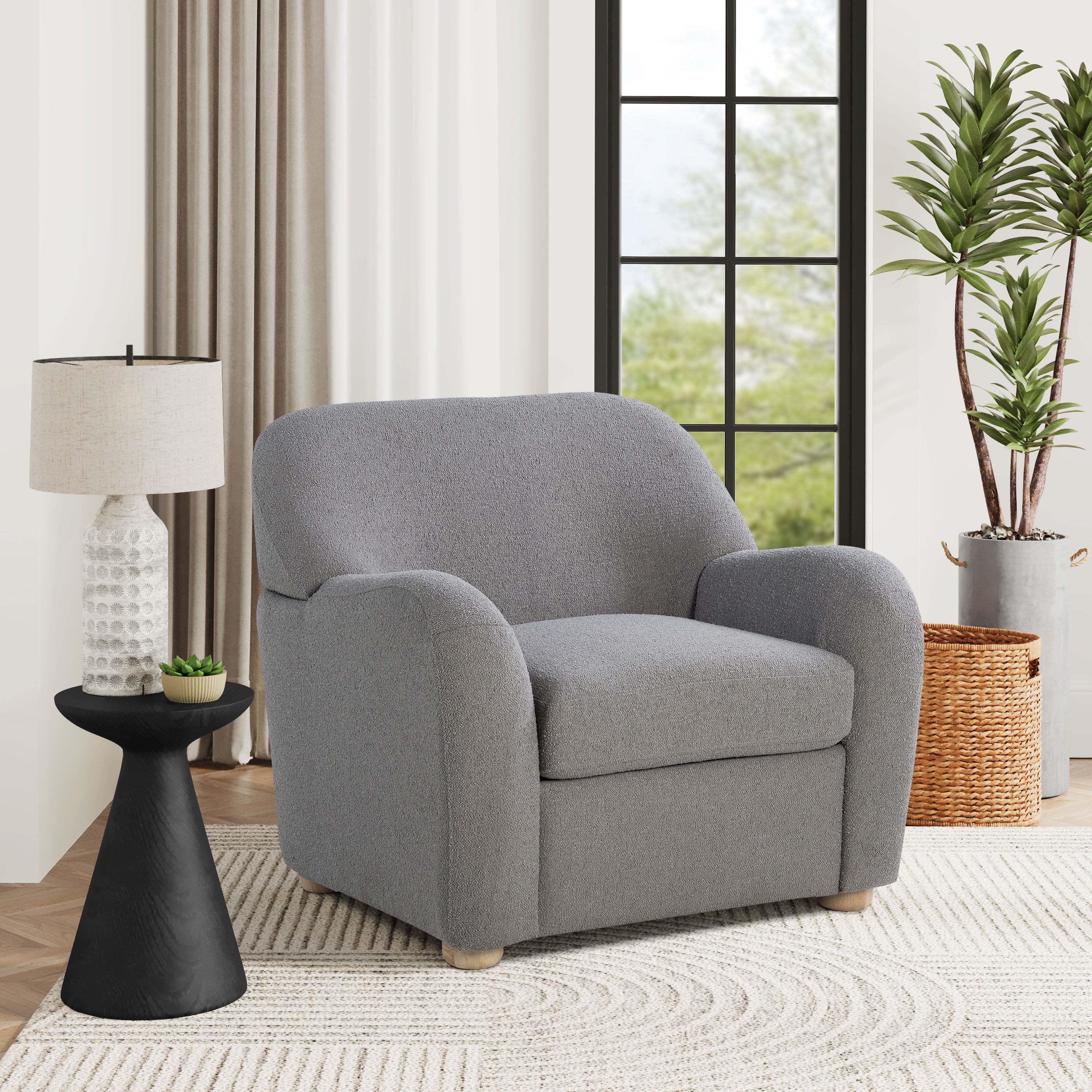 Studio Living Genifer Modern Arm Chair, Gray Boucle Fabric - Walmart.com