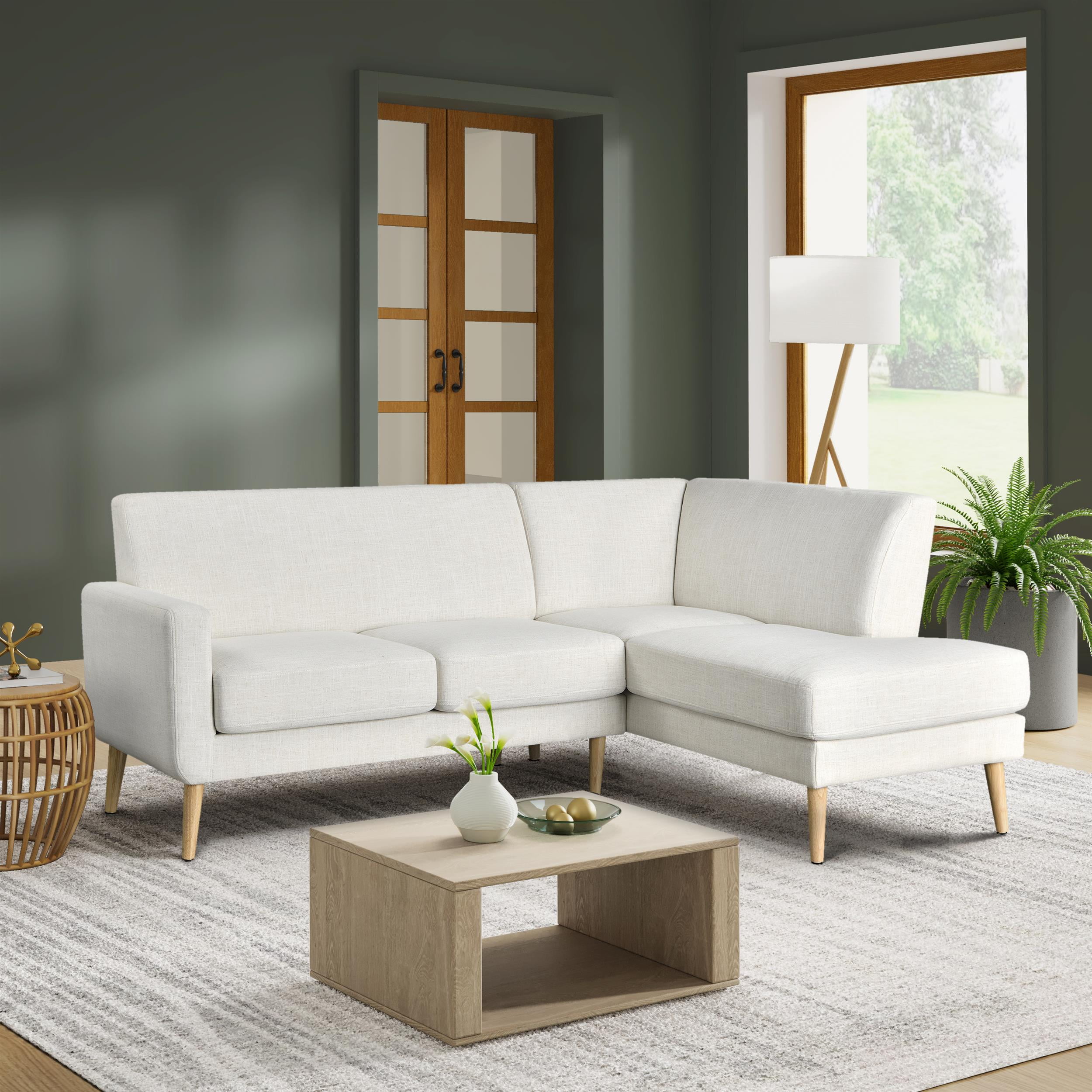 Studio Living Shoreline Modern Indoor Sectional Sofa, Cream Fabric ...