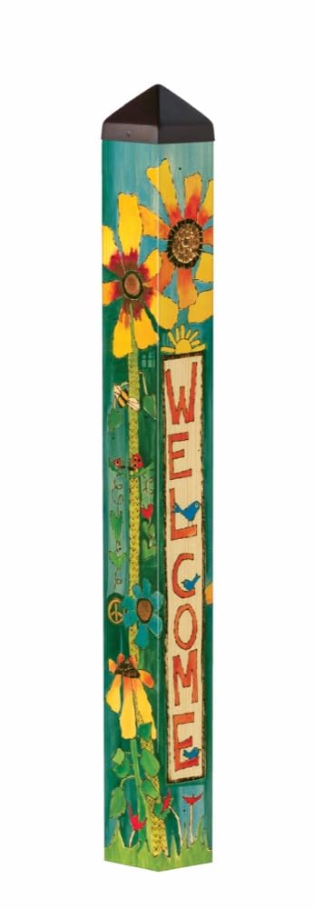 Studio M - Garden Welcome Art Pole Outdoor Decorative Multicolor Garden ...