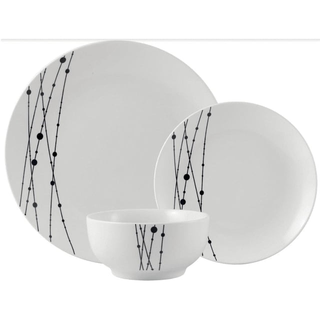 Studio Nova Linear Symphony 12 Piece Porcelain Dinnerware Set White - Walmart.com