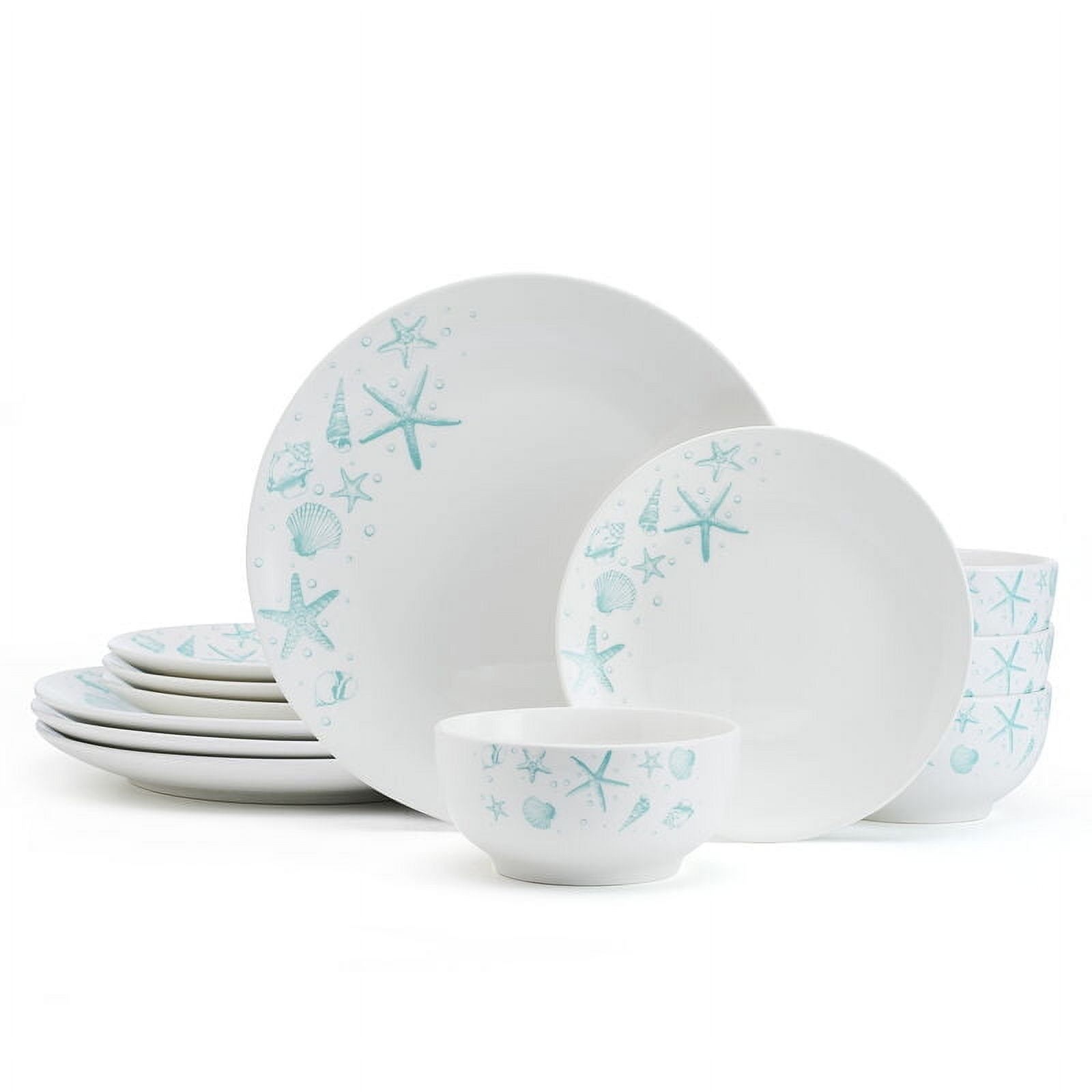 Studio Nova Tahiti 12 Piece Poreclain Dinnerware Set White - Walmart.com
