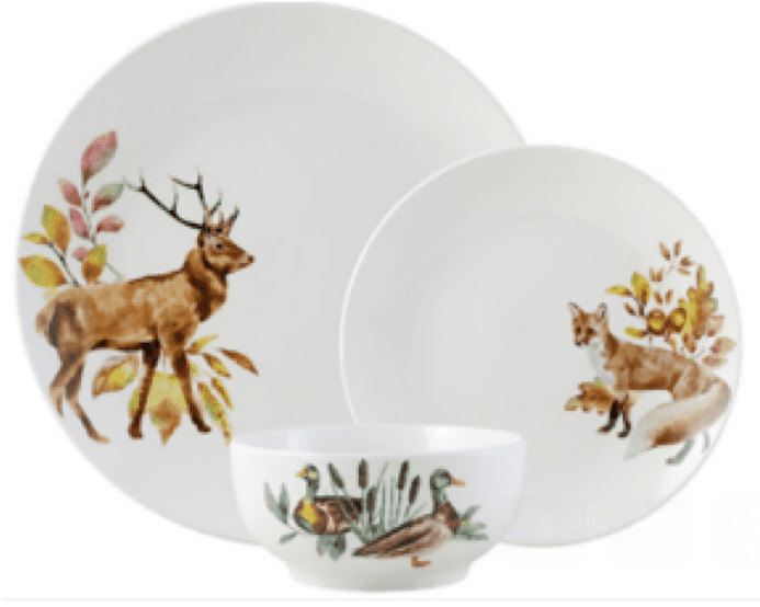 Studio Nova Woodland Wonders 12 Piece Porcelain Dinnerware Set White ...