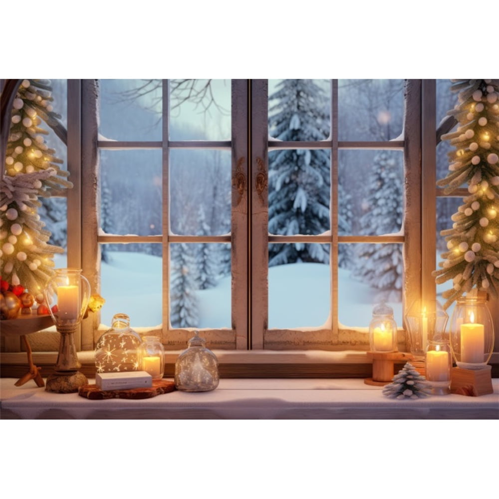Studio Photo Backdrop Photography Portrait Family Baby Candle Fireplace Window Gift Tree Xmas ...