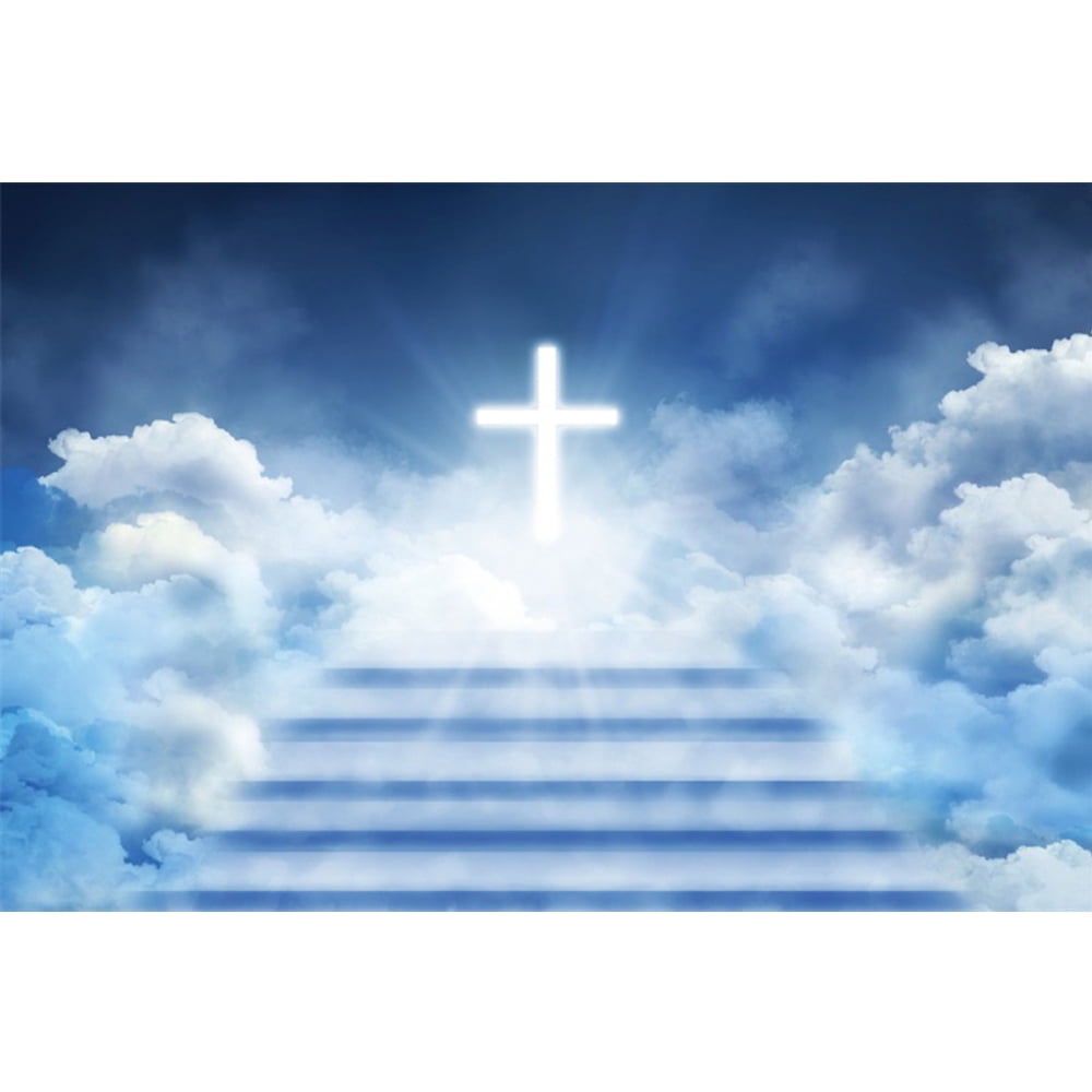 Studio Photo Backdrop Sky Blue Heaven to Stairs Jesus Easter Dove ...