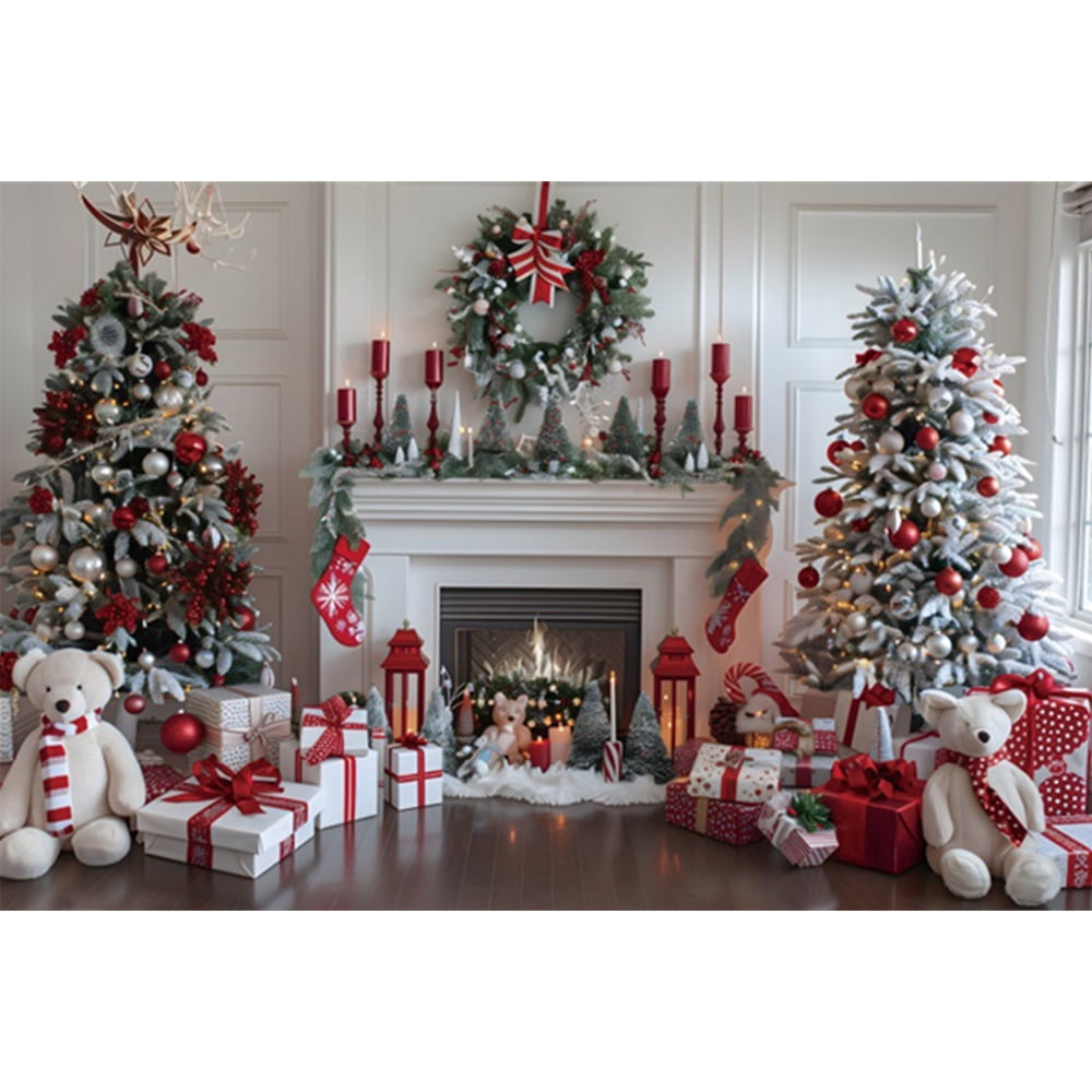 Studio Photo Background Portrait Family Floor White Wreath Gift Tree ...