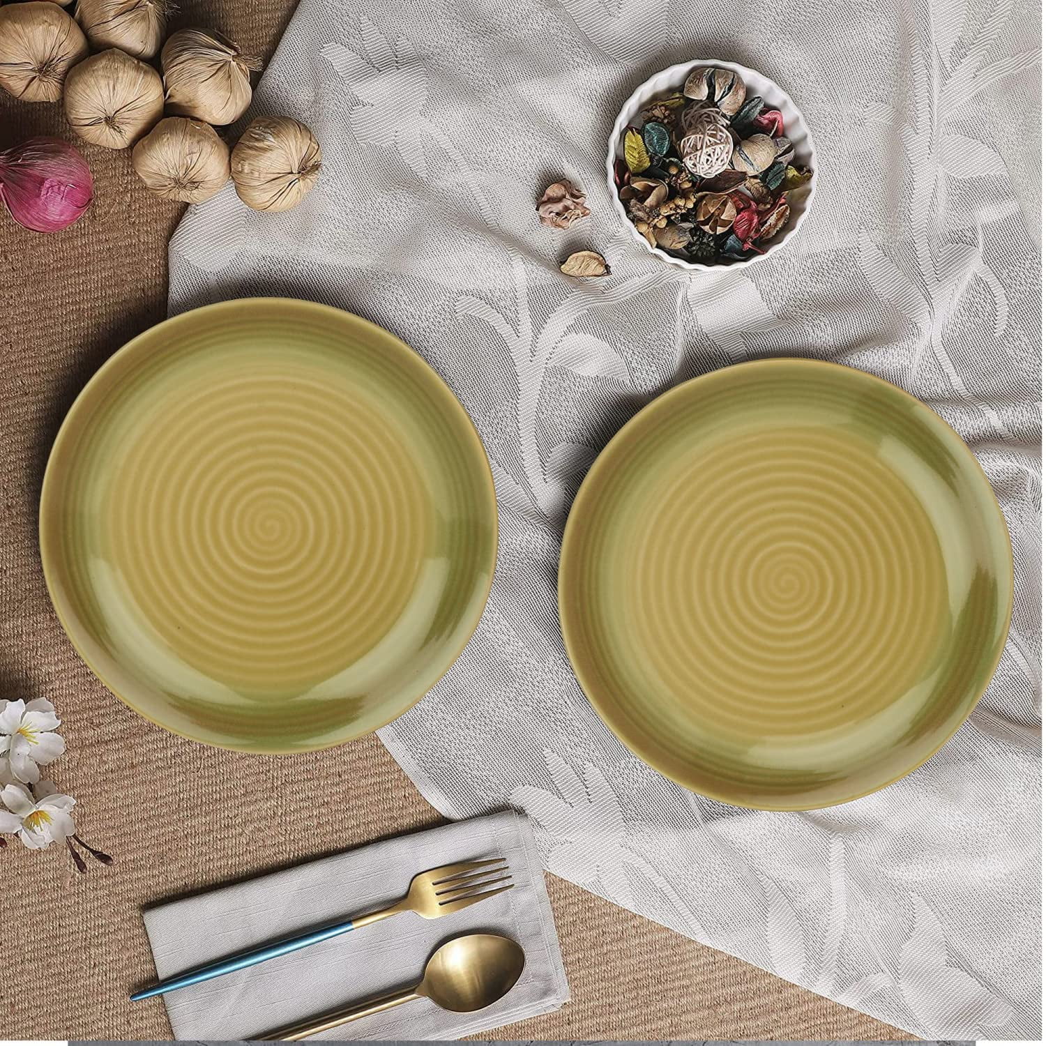 Studio Pottery Handcrafted Ceramic Dinner Plates Set Of 2 - Sage Green ...