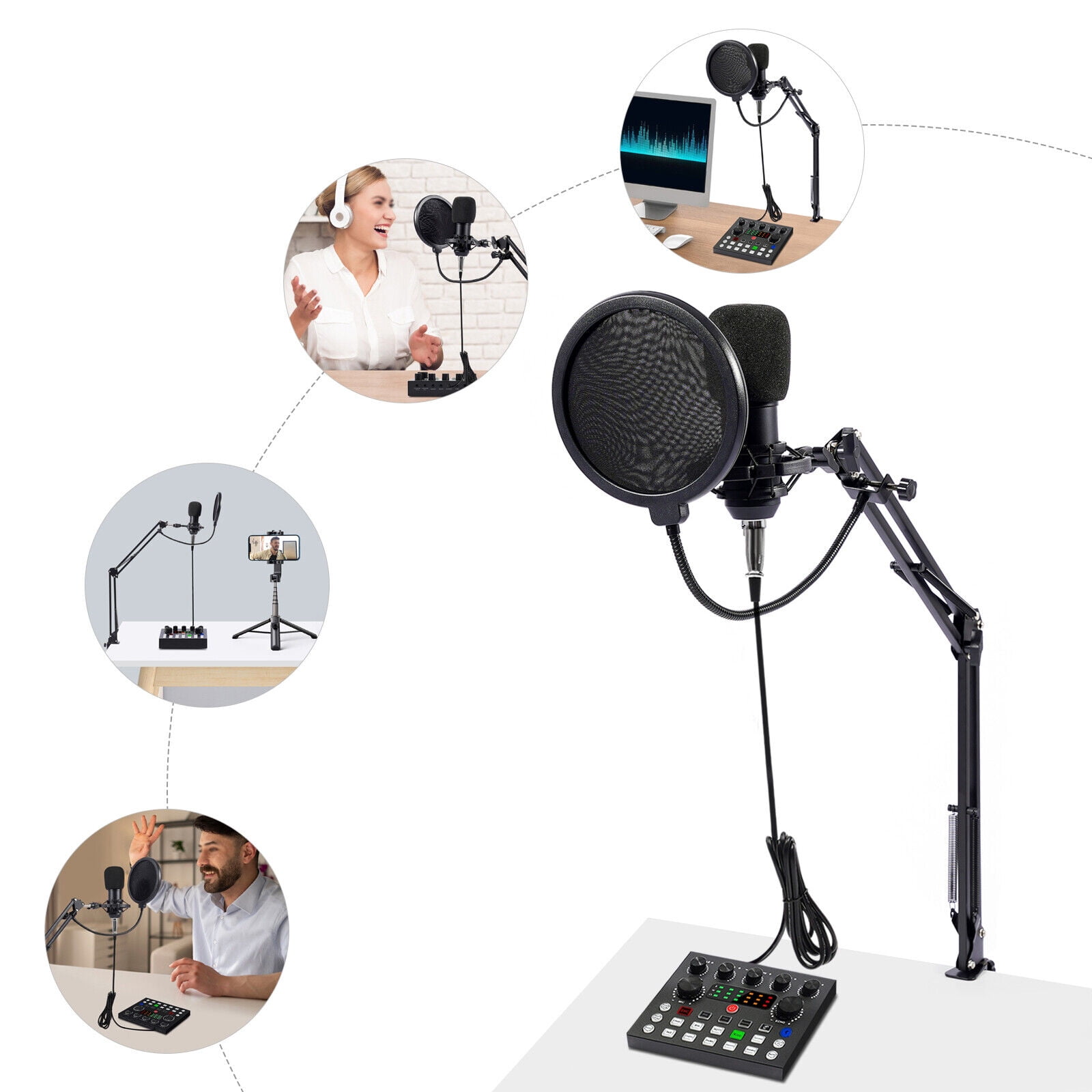 Studio Recording Kit Microphone Set Music Podcast Equipment Mixer ...