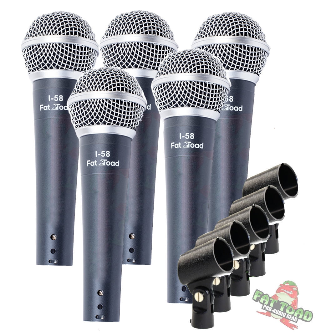 Fat Toad 5 Pack Studio Recording Microphones with Clips, Unidirectional ...