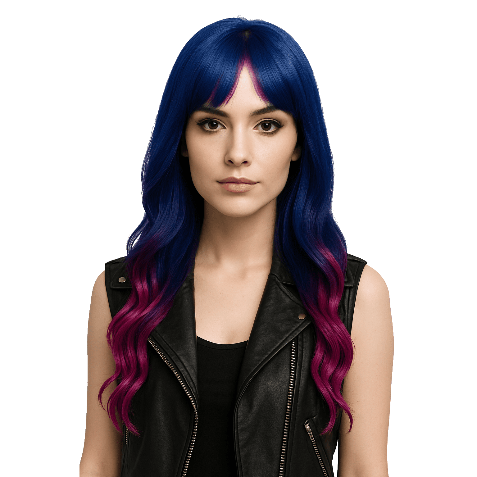 Studio Starlets© Long Wavy Duo-Tone Blue and Purple Fantasy Wig ...
