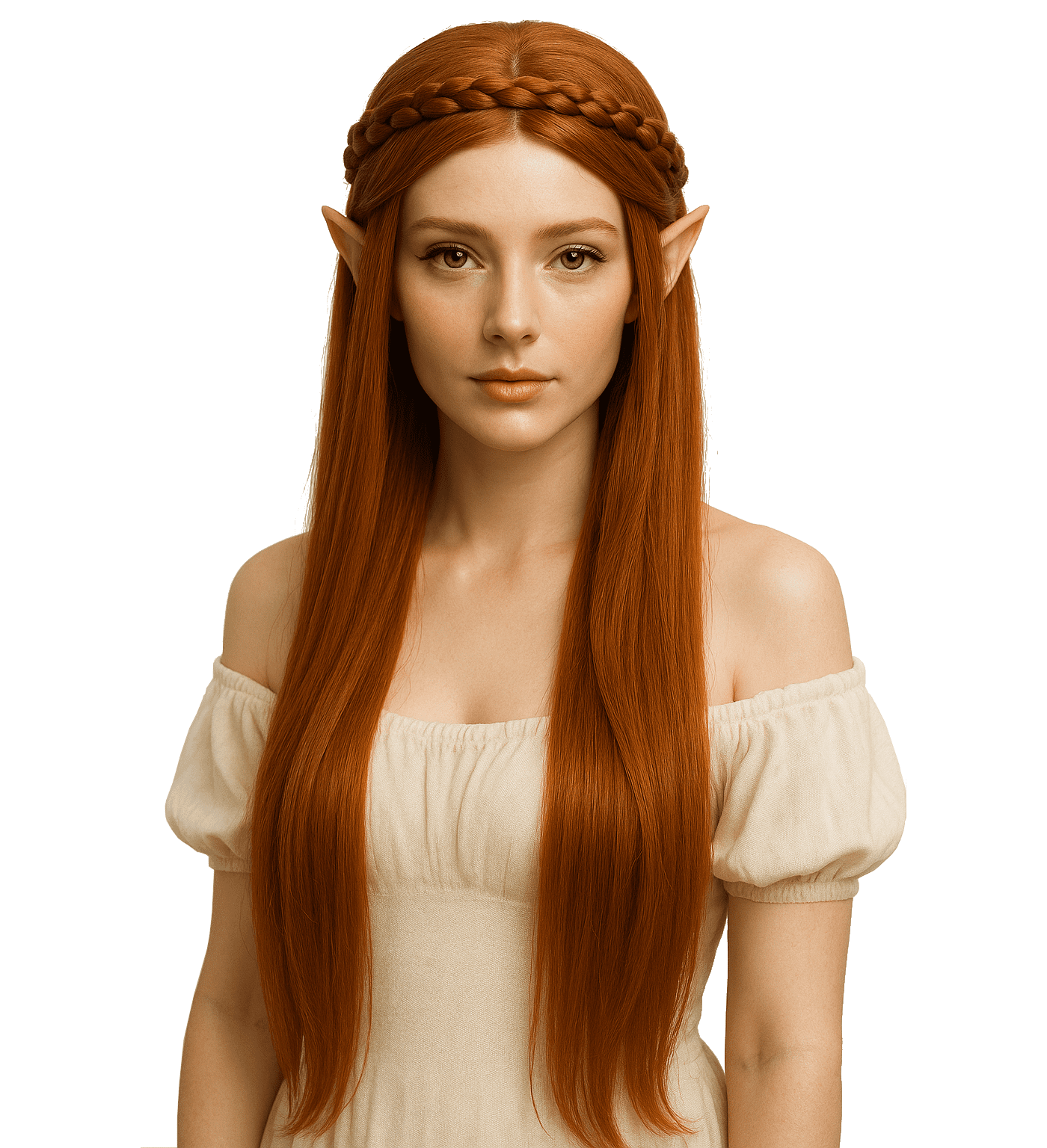 Studio Starlets© Elven Princess Brown Elf Wig with Woven Braids ...
