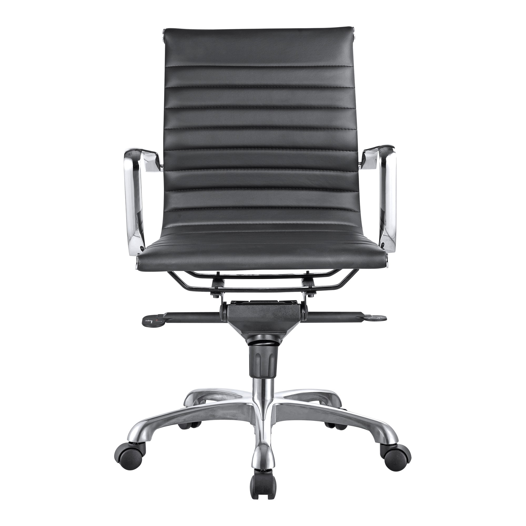 STUDIO SWIVEL OFFICE CHAIR LOW BACK BLACK VEGAN LEATHER - Walmart.com