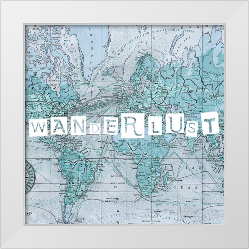 Studio W 26x26 White Modern Wood Framed Museum Art Print Titled - Map ...