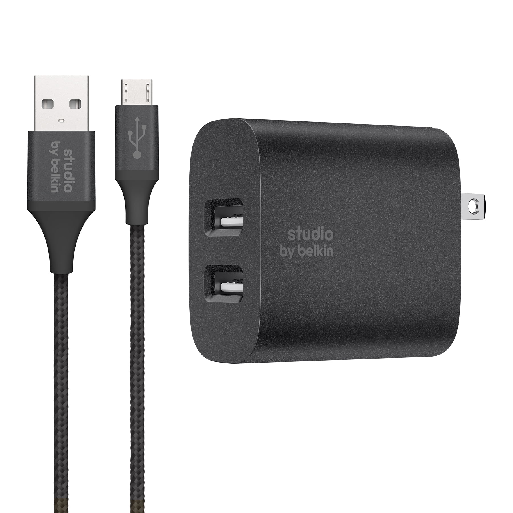 Studio by Belkin Home Charger + Micro-USB to USB Cable, Black, 5ft ...