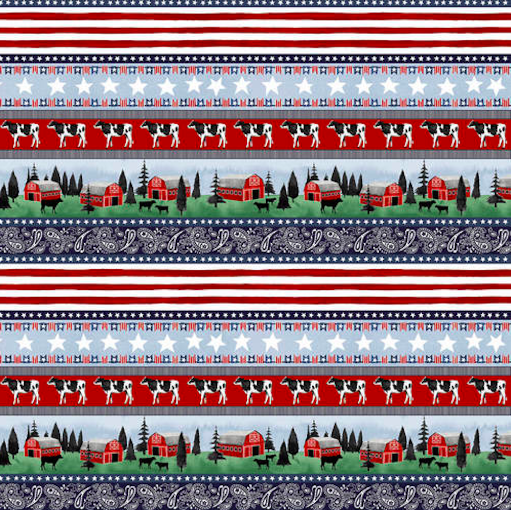 Studio e Heritage USA 4653-78 Patriotic Border Stripe Cotton Quilting ...
