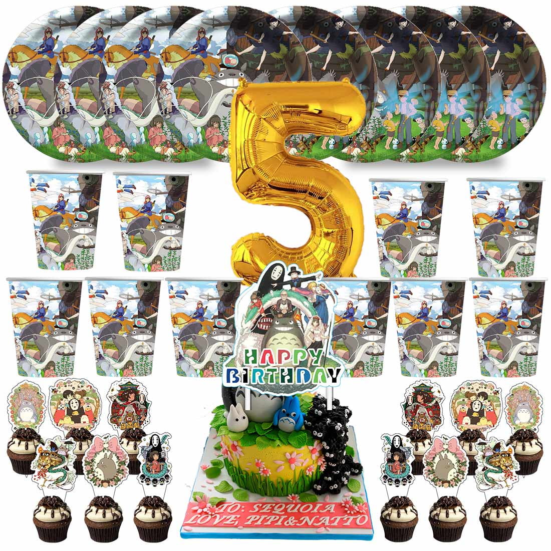 Studio of Ghibli Birthday 5th Cups Party Supplies Plates Fans ...