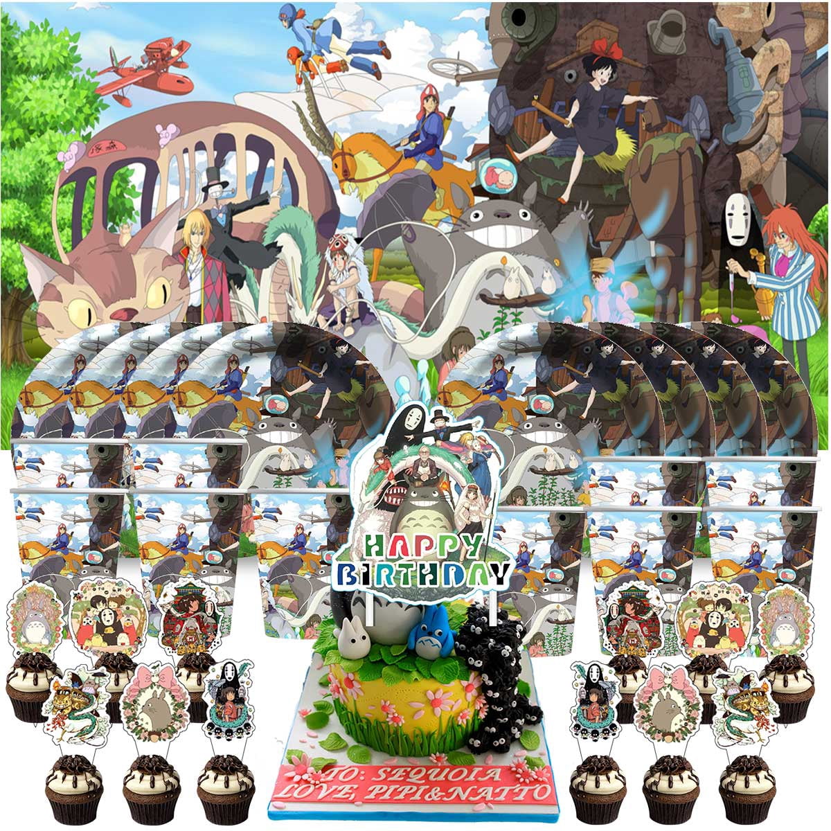 Studio of Ghibli Birthday Cups Party Supplies Decor Backdrop Paper ...