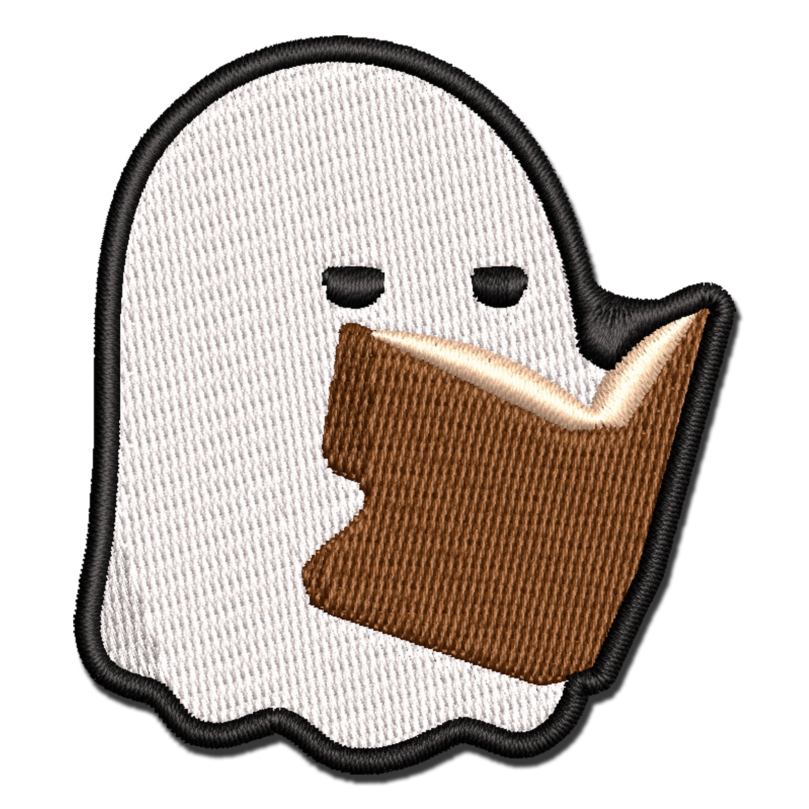 Studious Ghost Reading Book Applique Multi-Color Embroidered Iron-On ...