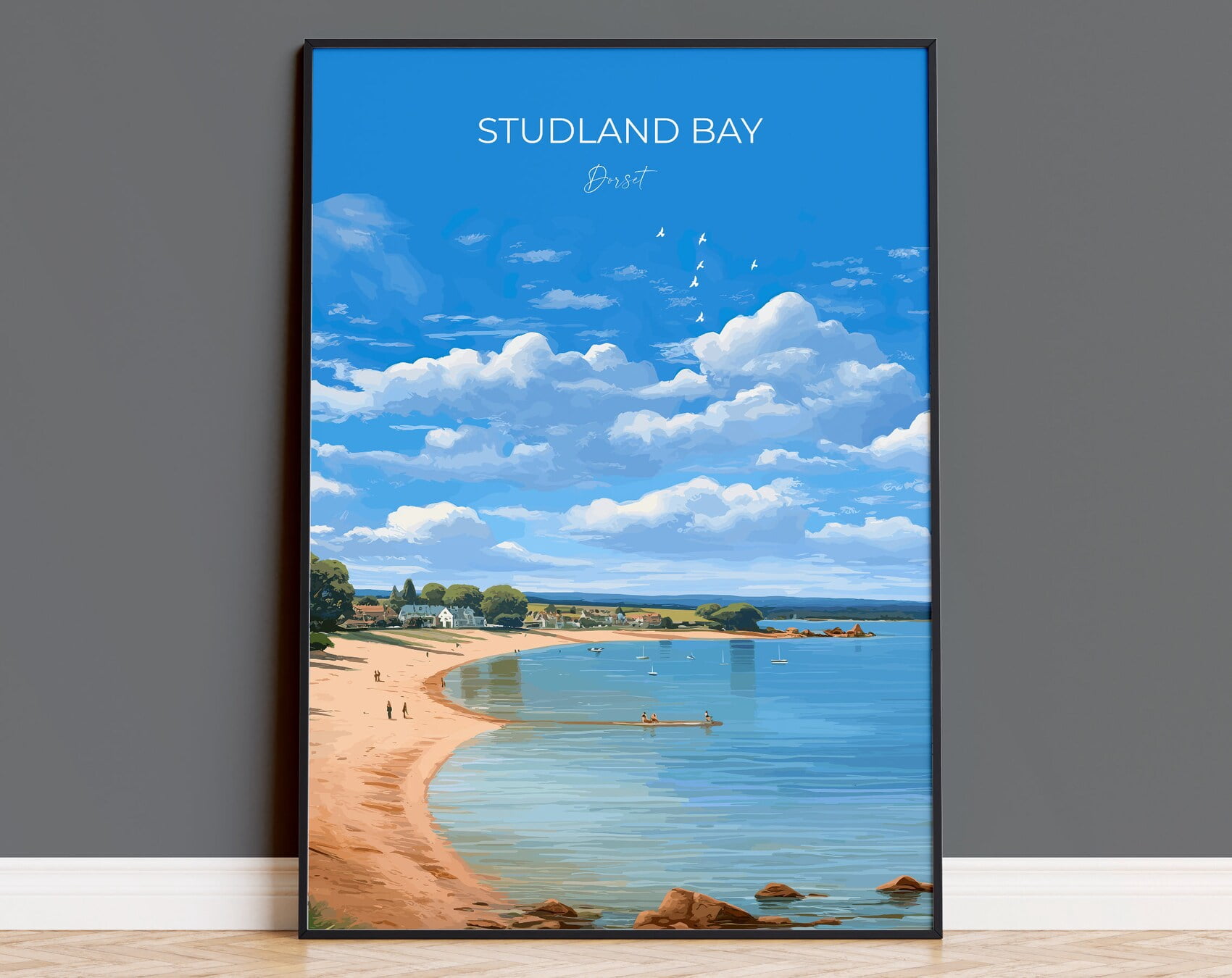 Studland Bay Travel Poster, Travel Print of Studland Bay, England ...