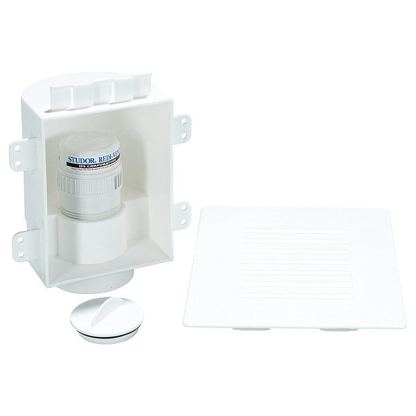 Studor Low-Profile Recess Box with Grille and Redi-Vent Air Admittance ...