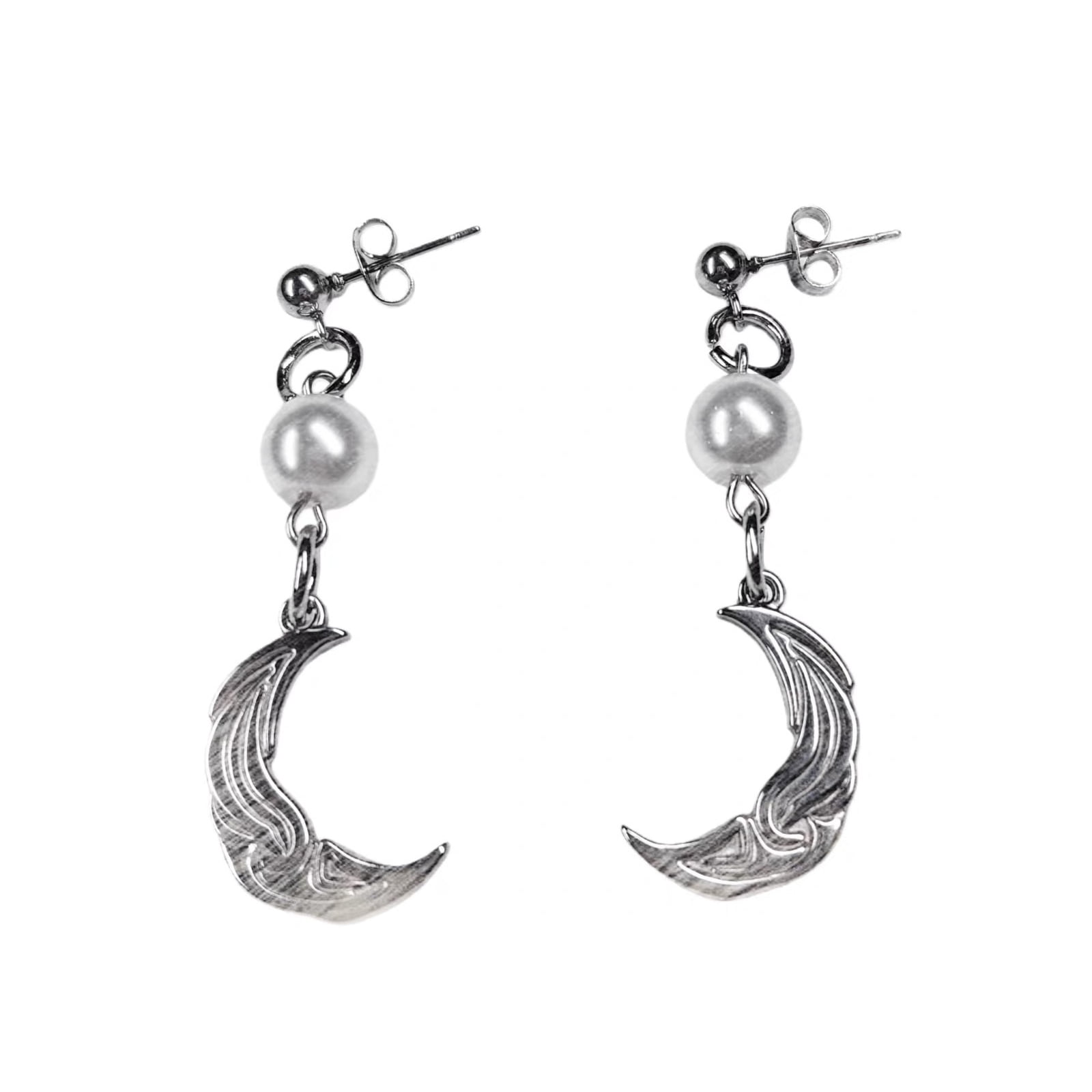 Studs Earrings Showcasing Mystical Moons Shape Pearls Detail Craft Of ...