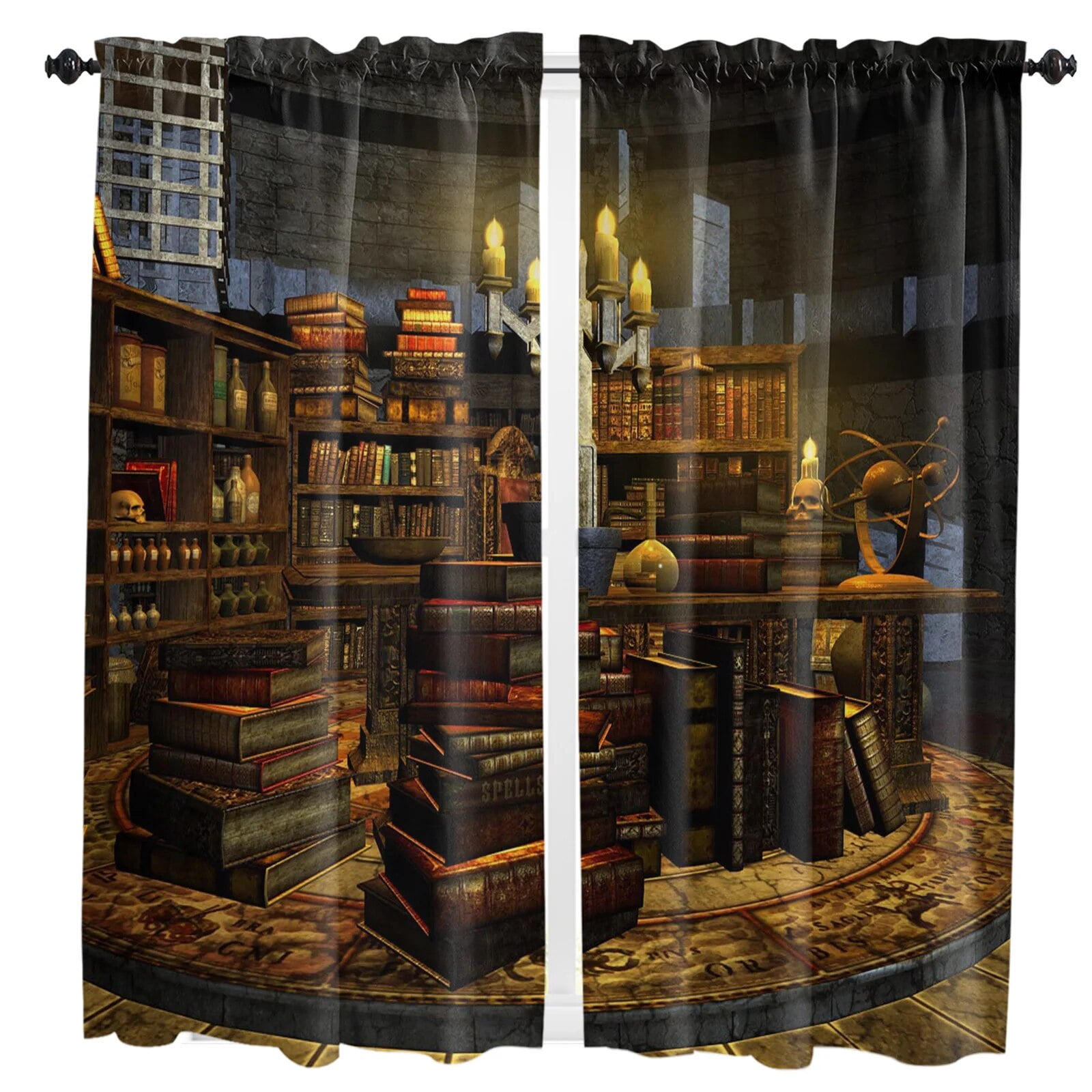 Study Candle Retro Style Fantasy Night Curtain For Living Room Kids ...
