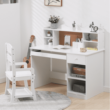 UTEX Children's Functional Wood Study Desk with Storage, Student's ...