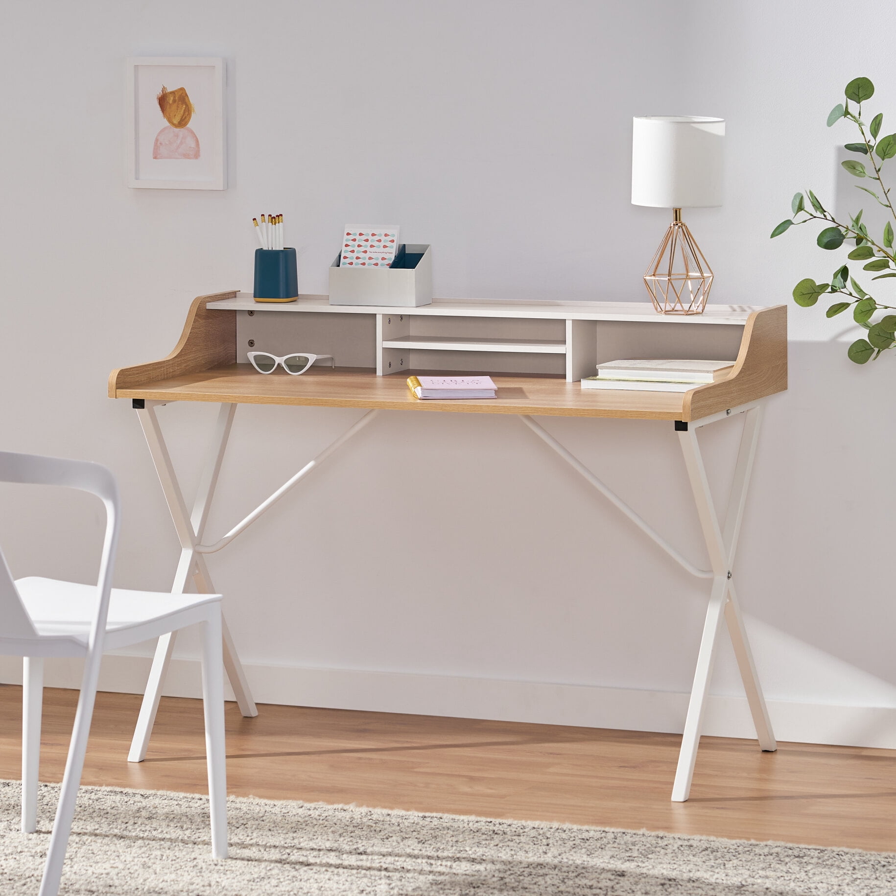 Study Desk With Storage, Computer Desk with Iron Legs for Teens, Kids ...