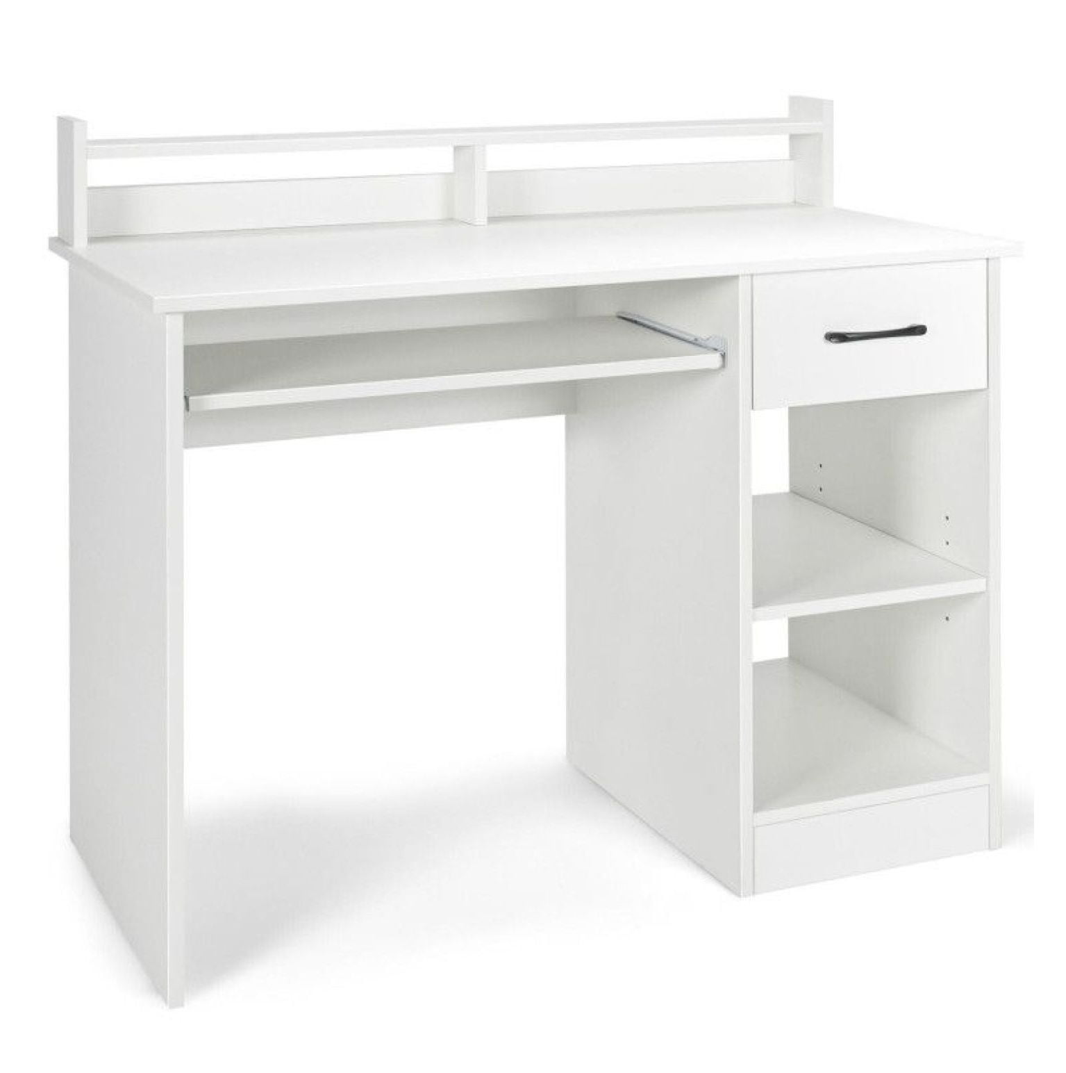 Study Laptop Table with Drawer and Keyboard Tray White - Walmart.com