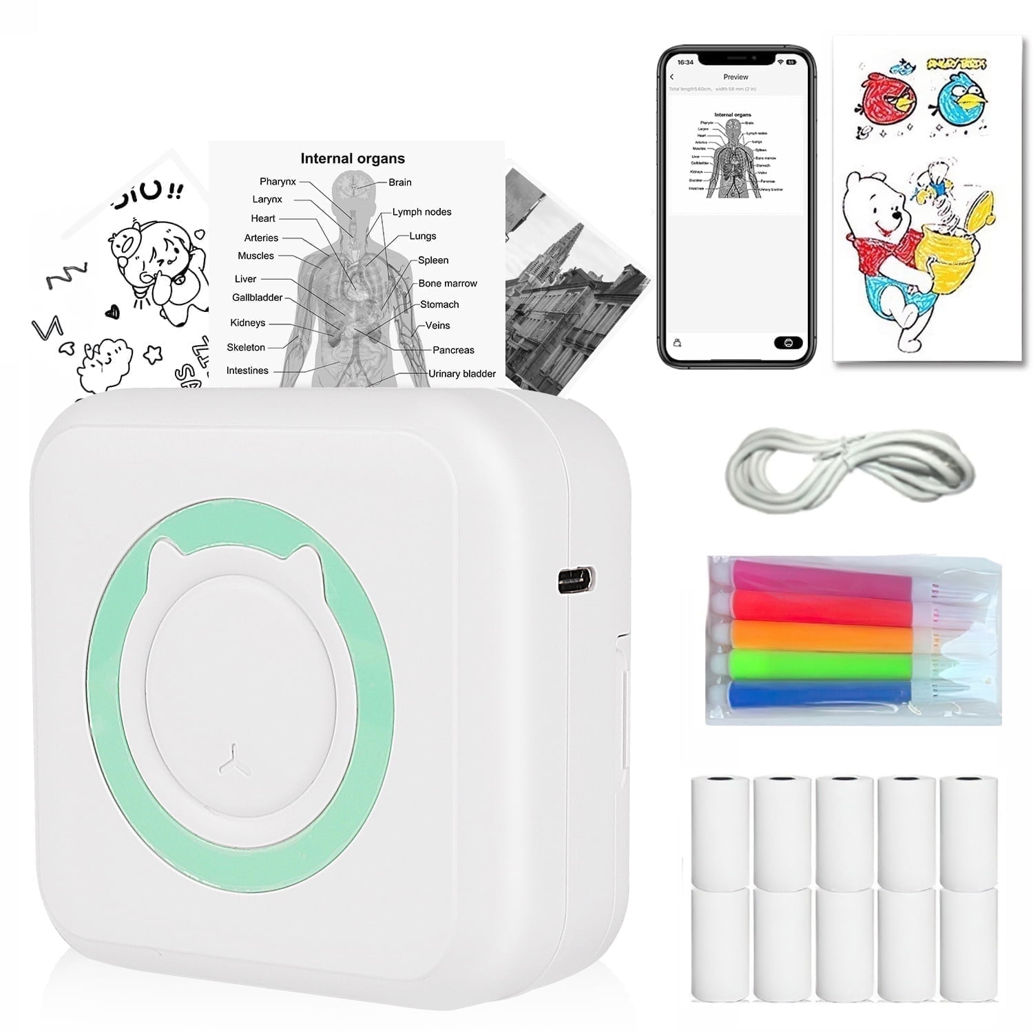 Study Mini Pocket Printer, Portable Bluetooth Mobile Photo Printer ...