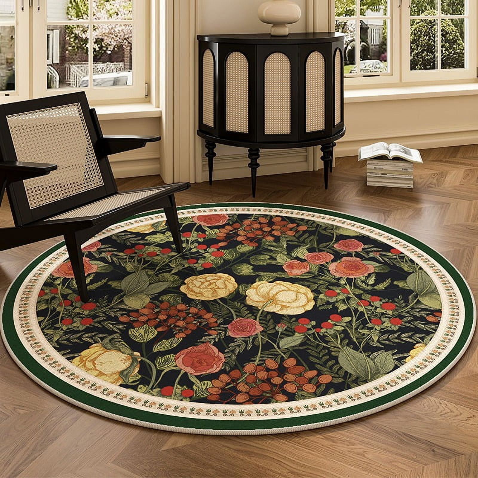 Study Round Carpet Office Desk Chair Floor Mat Retro American Style ...