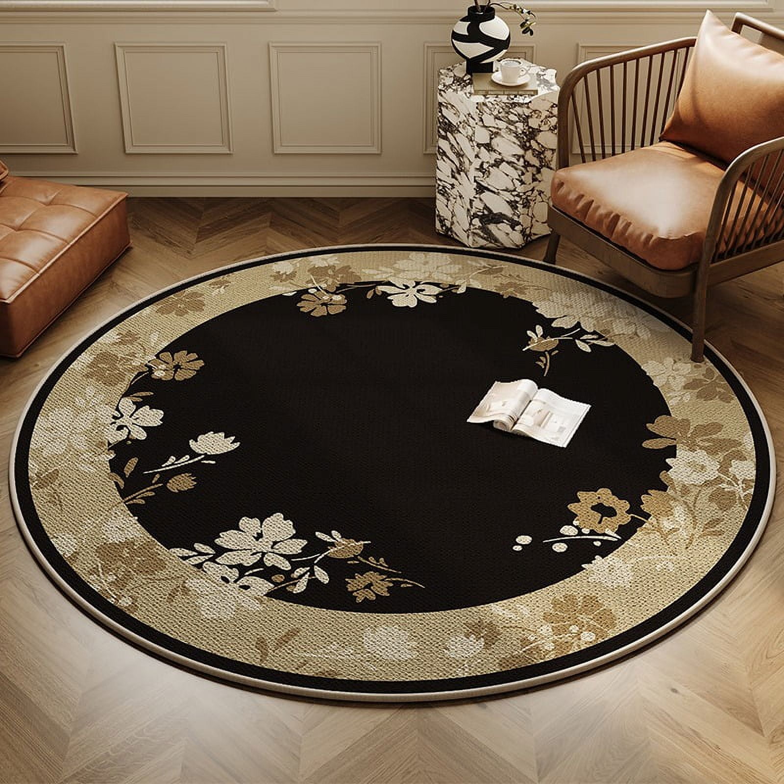 Study Round Carpet Office Desk Chair Floor Mat Retro American Style ...