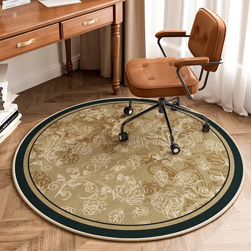 Study Round Carpet Office Desk Chair Floor Mat Retro American Style ...