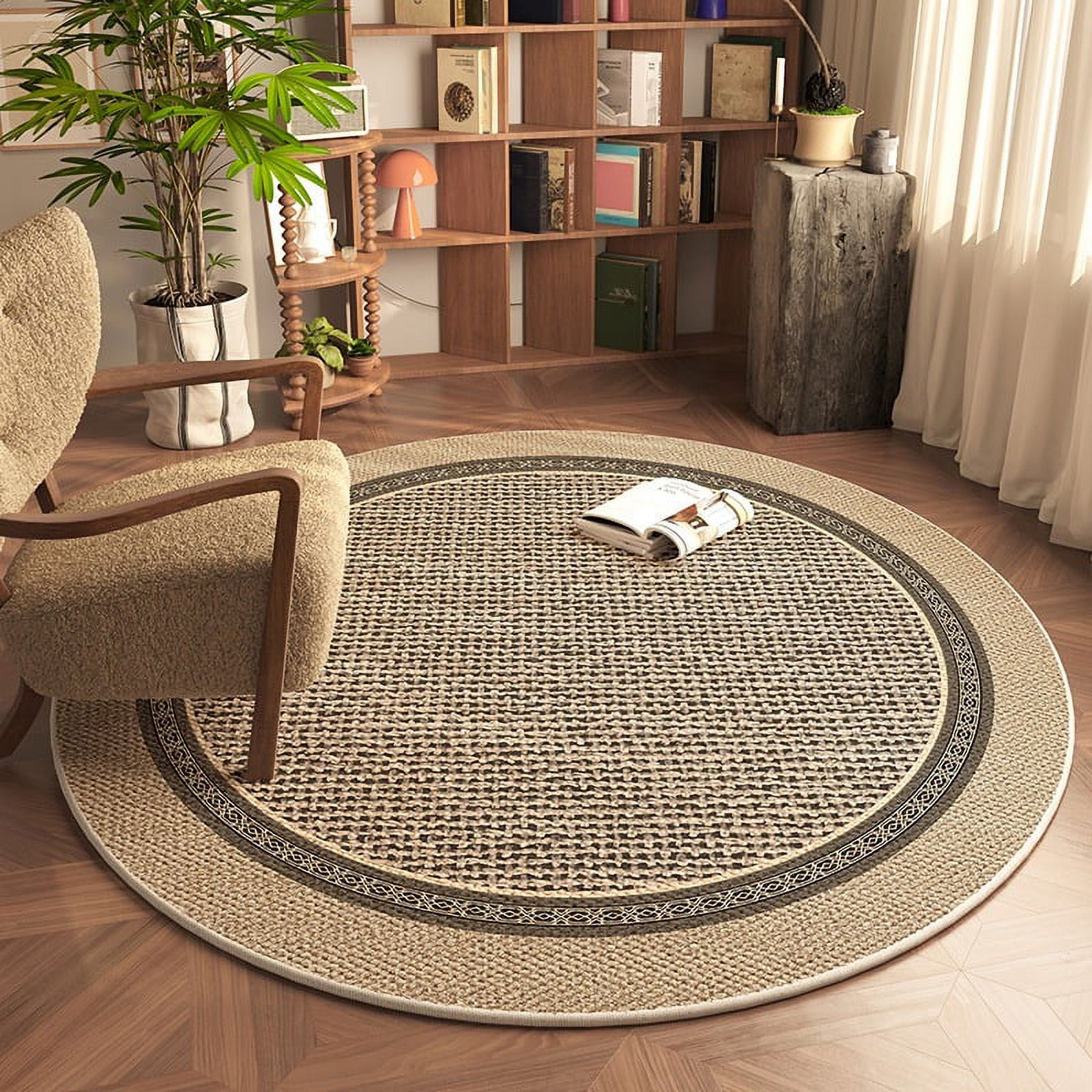 Study Round Carpet Office Desk Chair Floor Mat Retro American Style ...