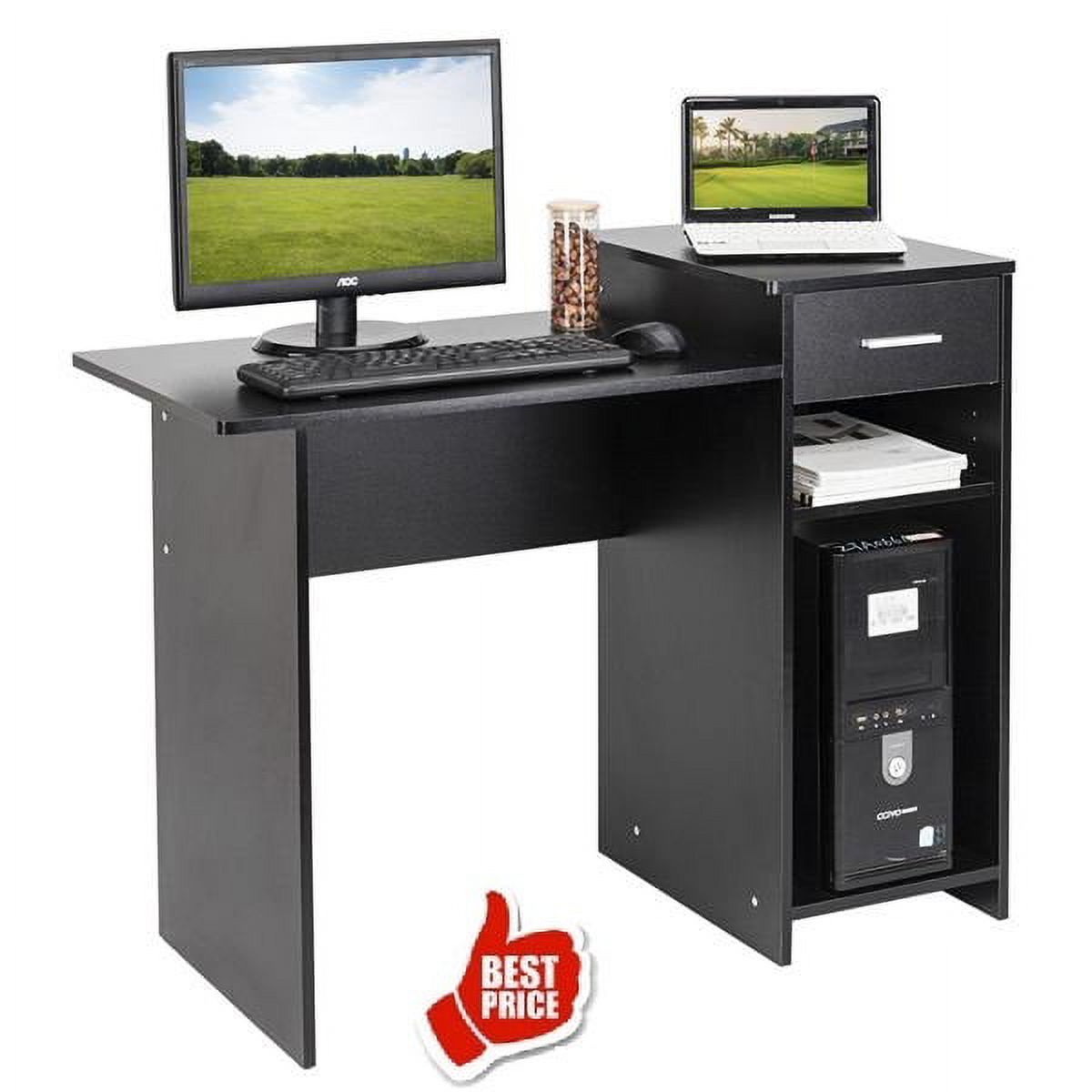 Study Table With Shelves,Computer Desk For Small Area Corner,Wooden ...