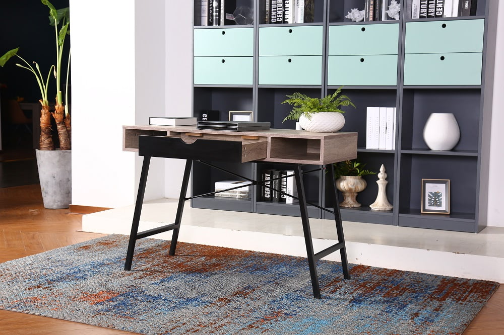 Study Table with Shelf and Drawer, Home Office Storage Cabinet, Living ...