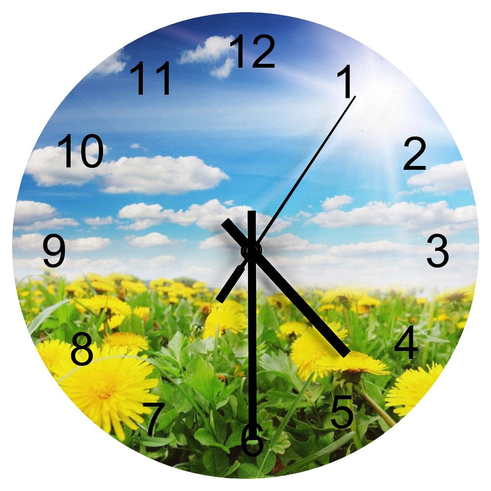 Study Wall Clock Ancient Flowers Nature Clocks 12 inch Mute Wood Round ...