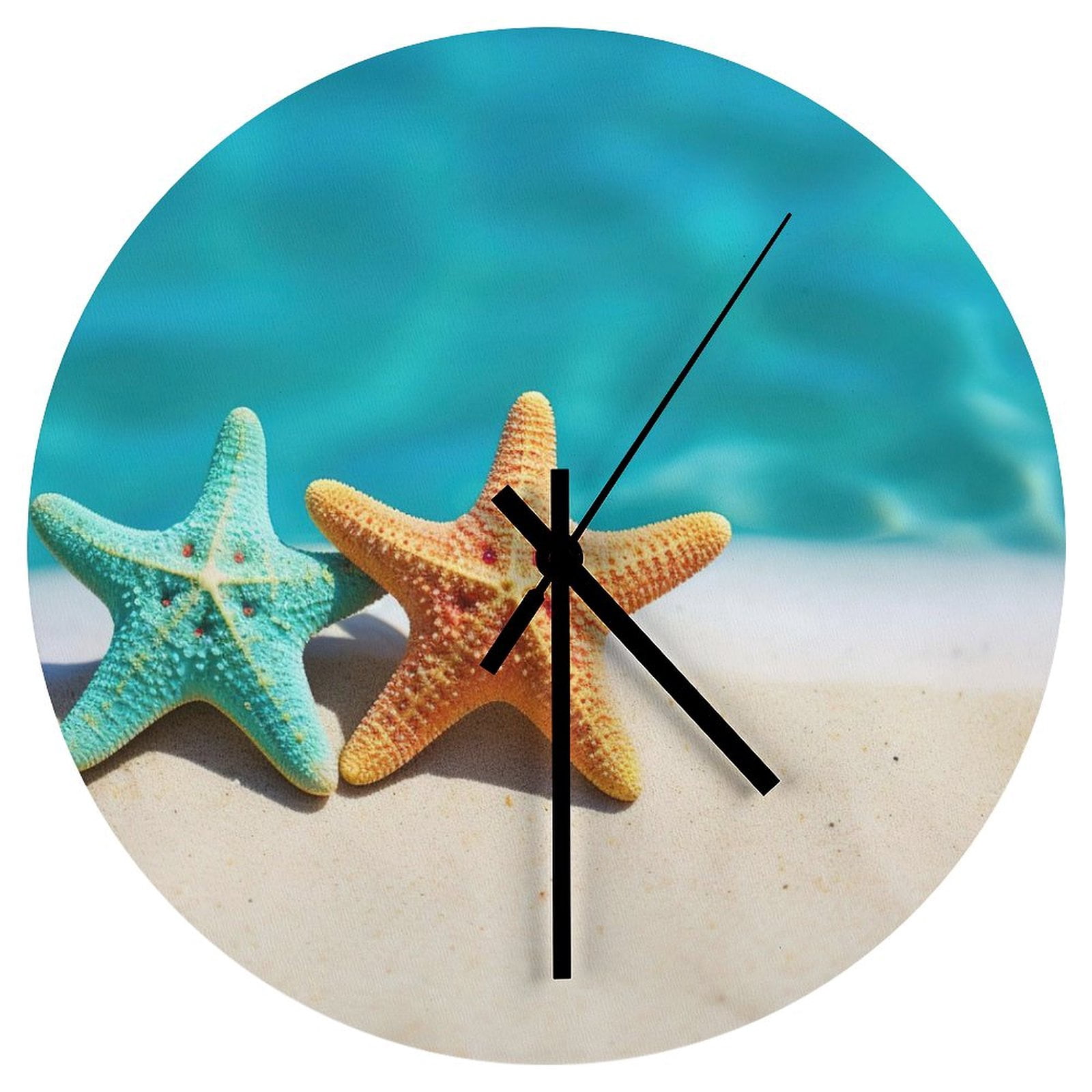 Study Wall Clock Beach Star Sea star Clocks 12 inch Mute Fashion Round ...
