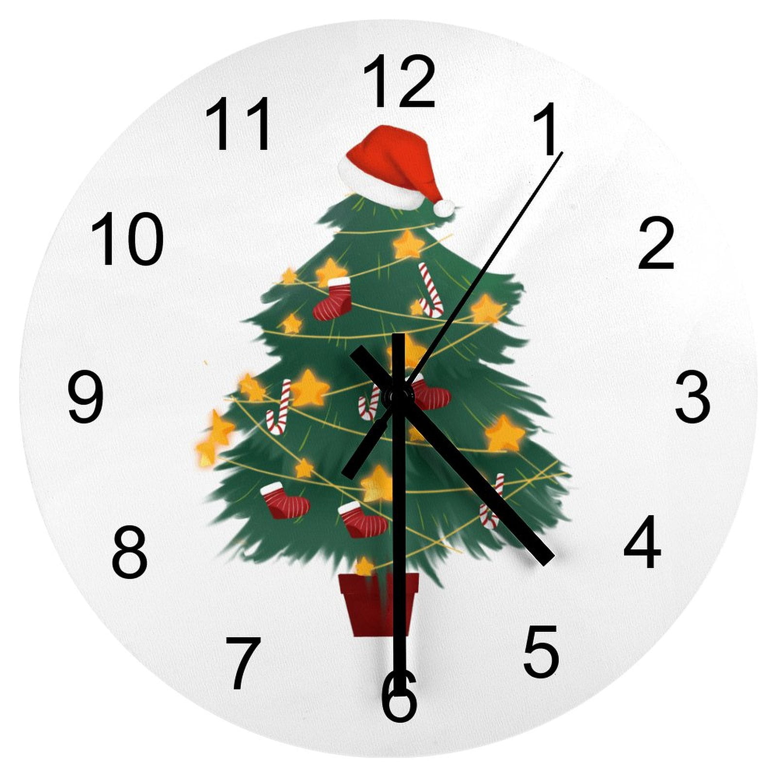Study Wall Clock Green tree Clocks 12 inch Mute Wood Round Multicolor ...